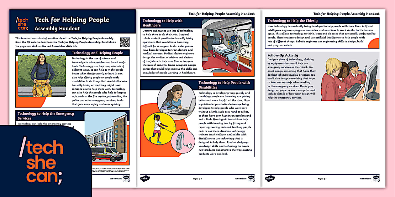 Tech for Helping People Assembly Handout - Twinkl -computing