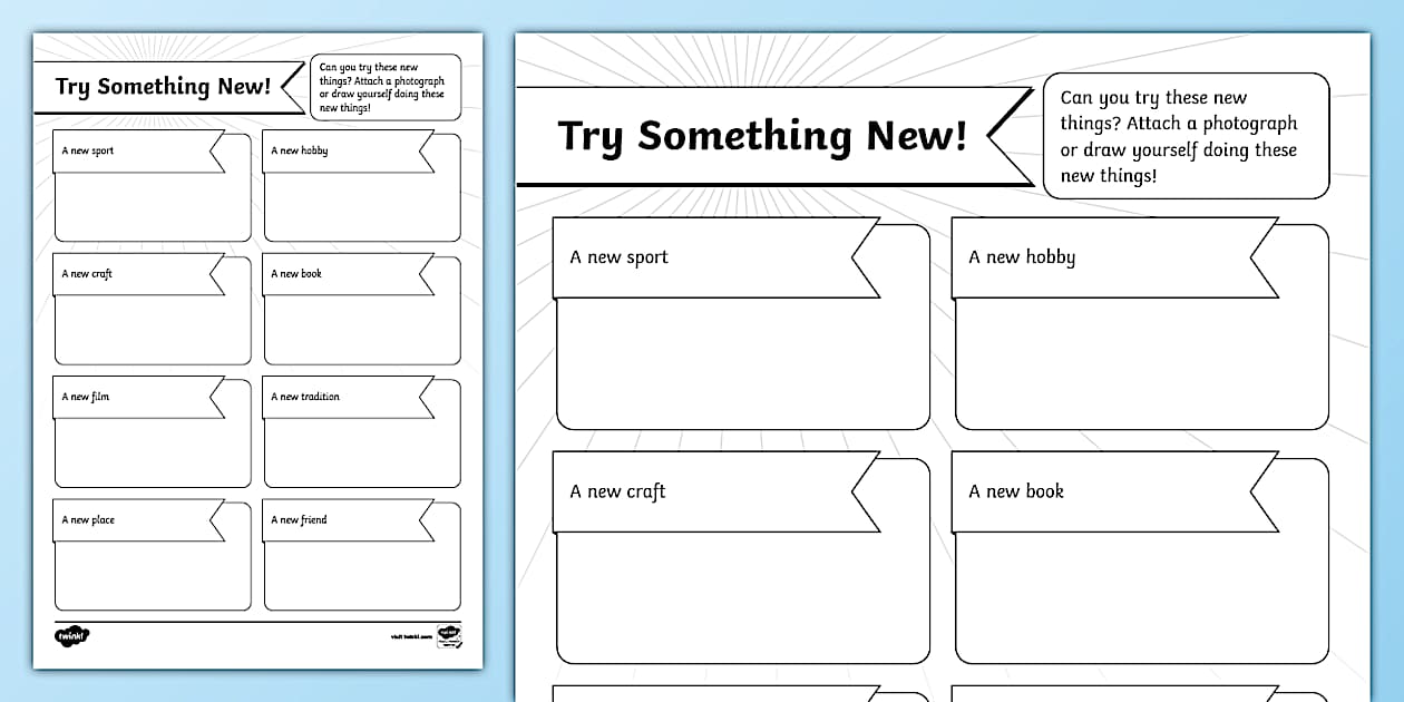 Try Something New Checklist Worksheet (creat de profesori)