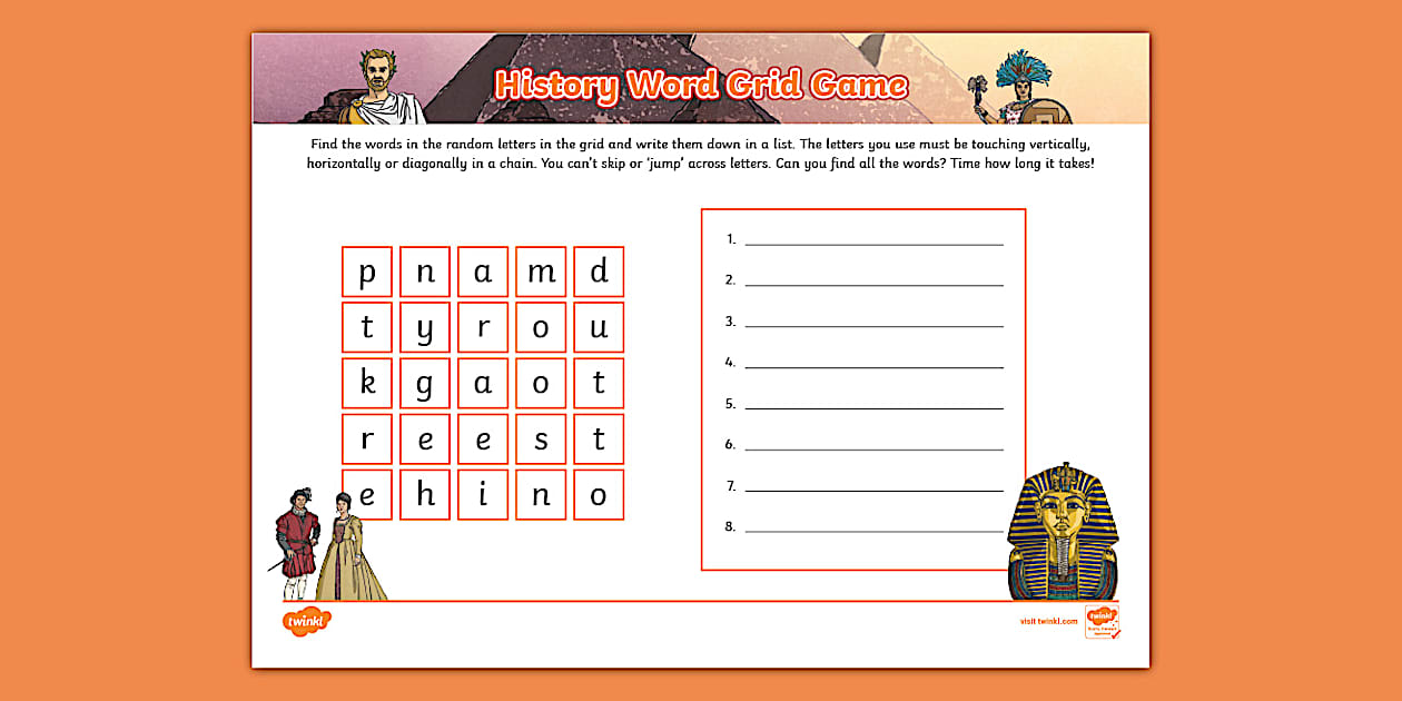 History Word Grid Game (teacher made) - Twinkl