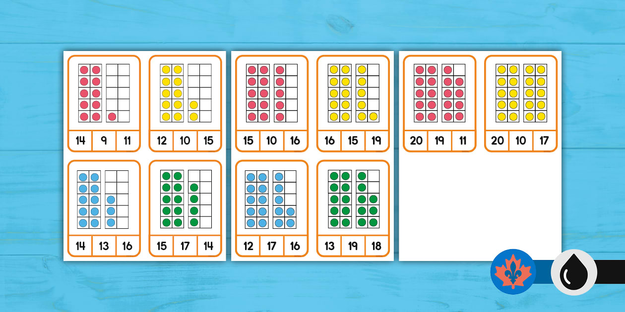 Ten-Frame Counting to 20 Matching Game French (teacher made)