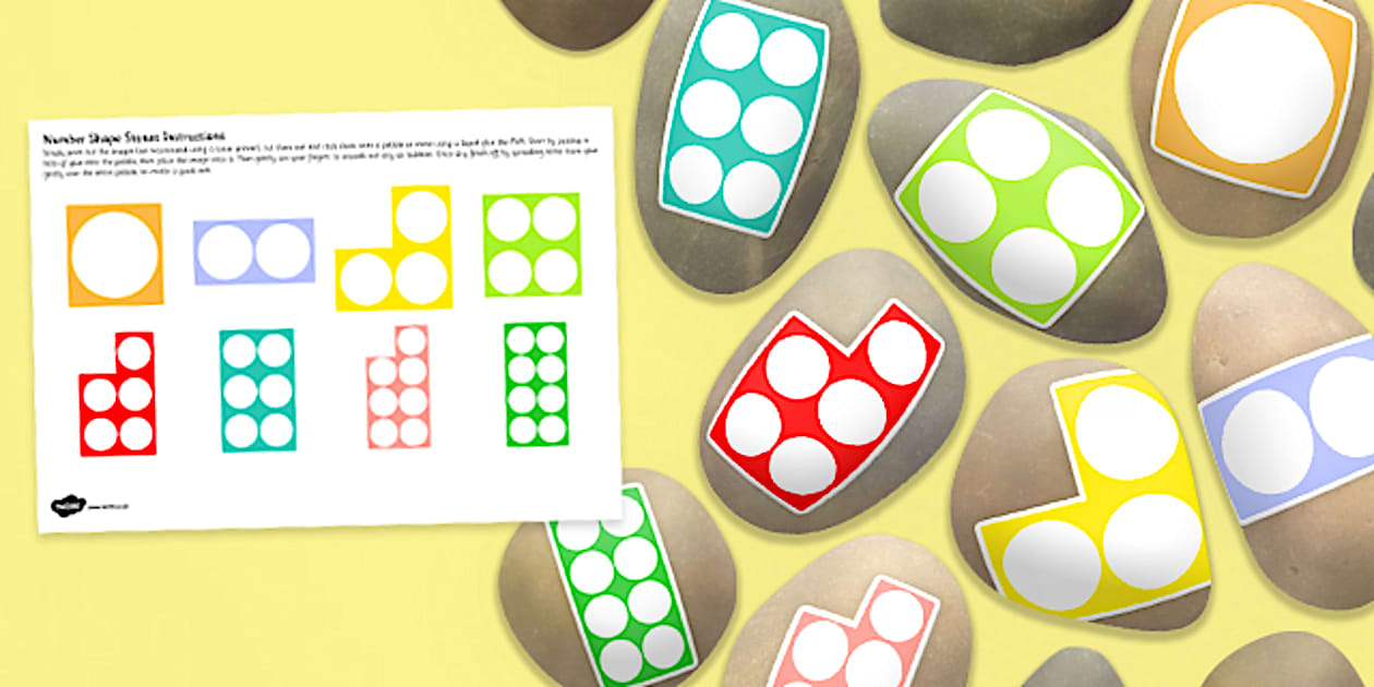 Black and White Number Shape Stones (teacher made) - Twinkl