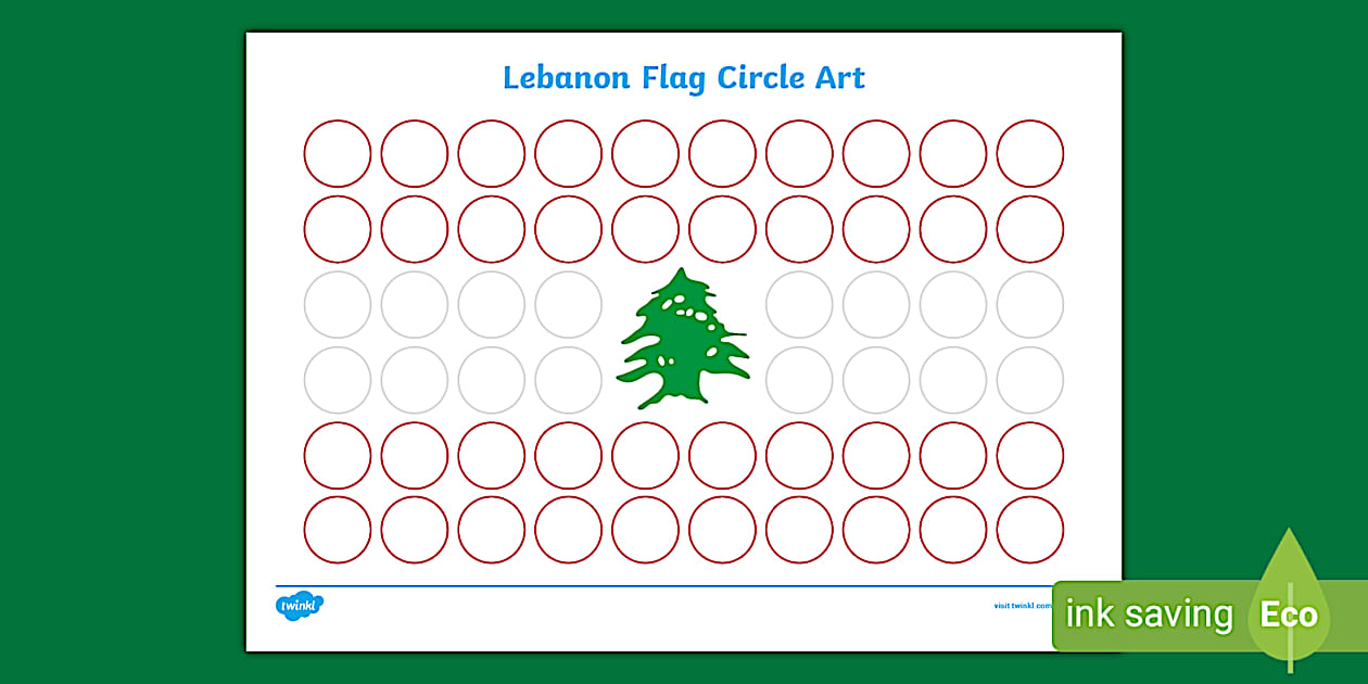 Lebanon Flag Circle Art Worksheet | Geography | Flags | KS1