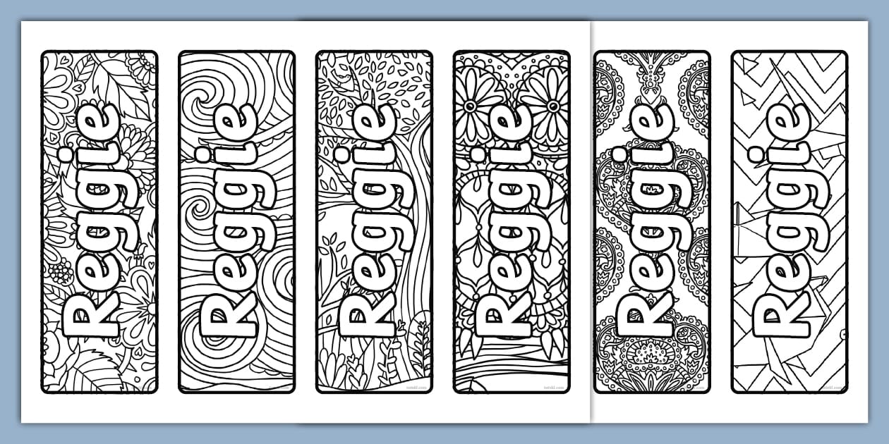 Reggie Mindfulness Name Colouring Bookmarks | Twinkl | KS1