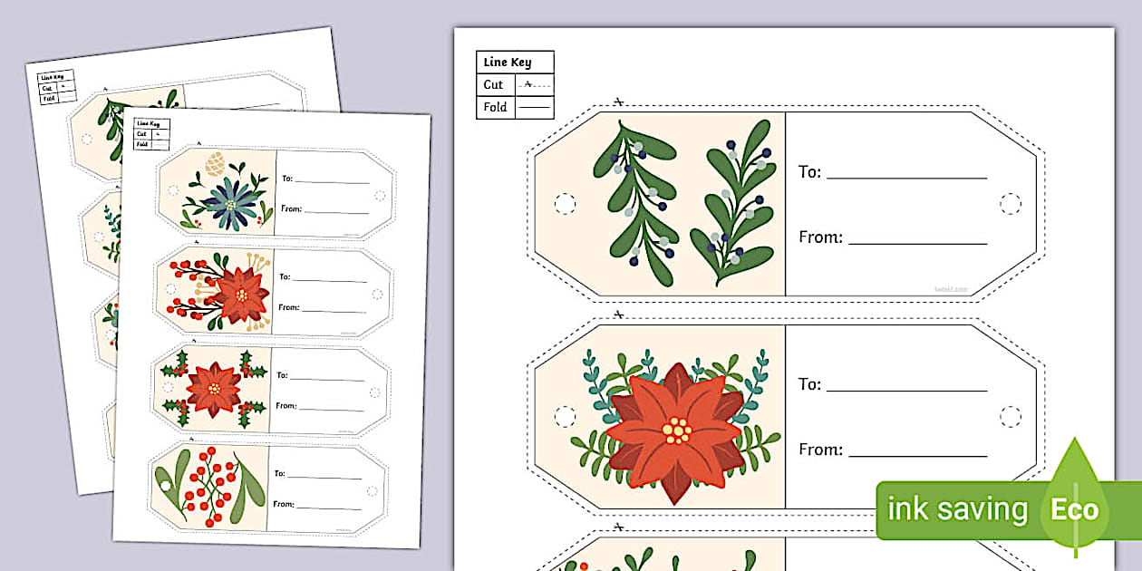 Winter Botanical-Themed Christmas Gift Tags - Twinkl