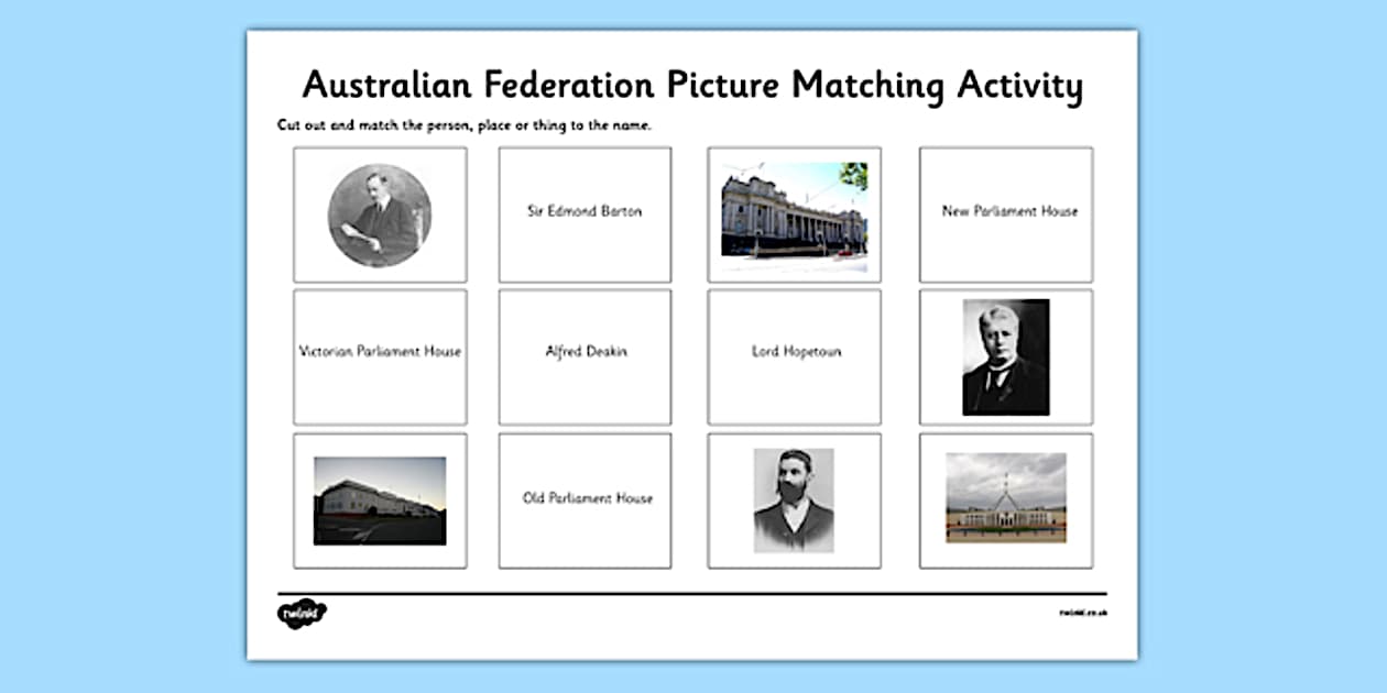 Australian Federation Picture Matching Activity - Year 6
