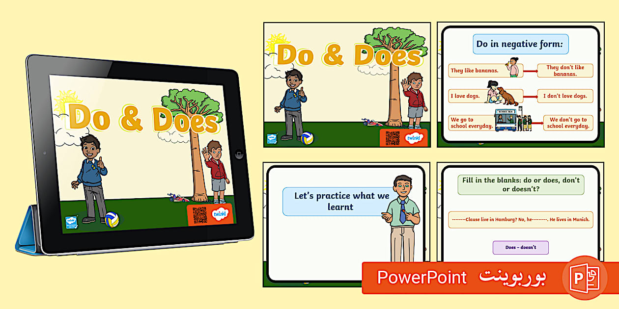 Do & Does PowerPoint (profesor hizo) - Twinkl