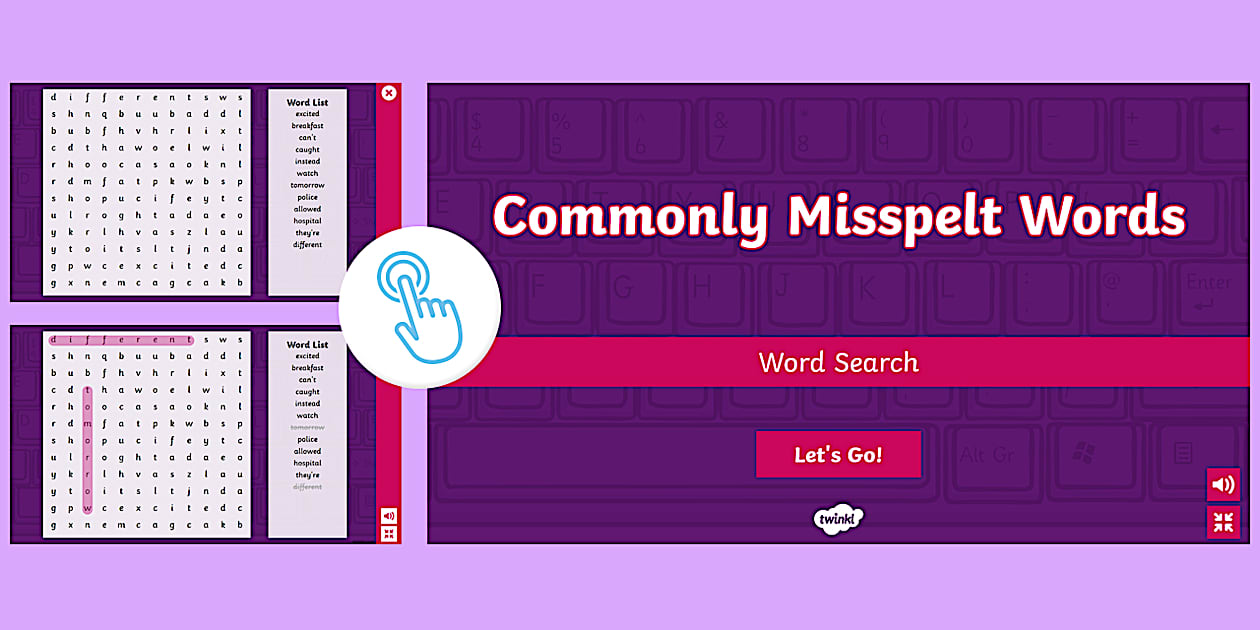 Commonly Misspelt Words Interactive Word Search - Twinkl