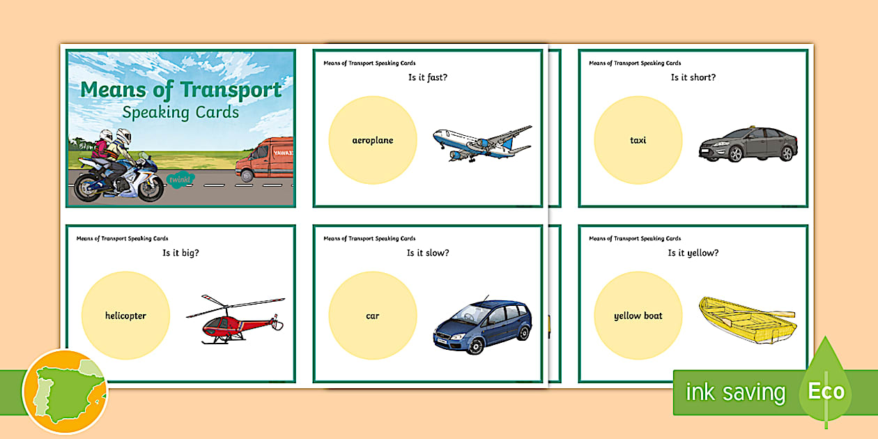 A1 Tarjetas de vocabulario: Hablar de medios de transporte - Inglés