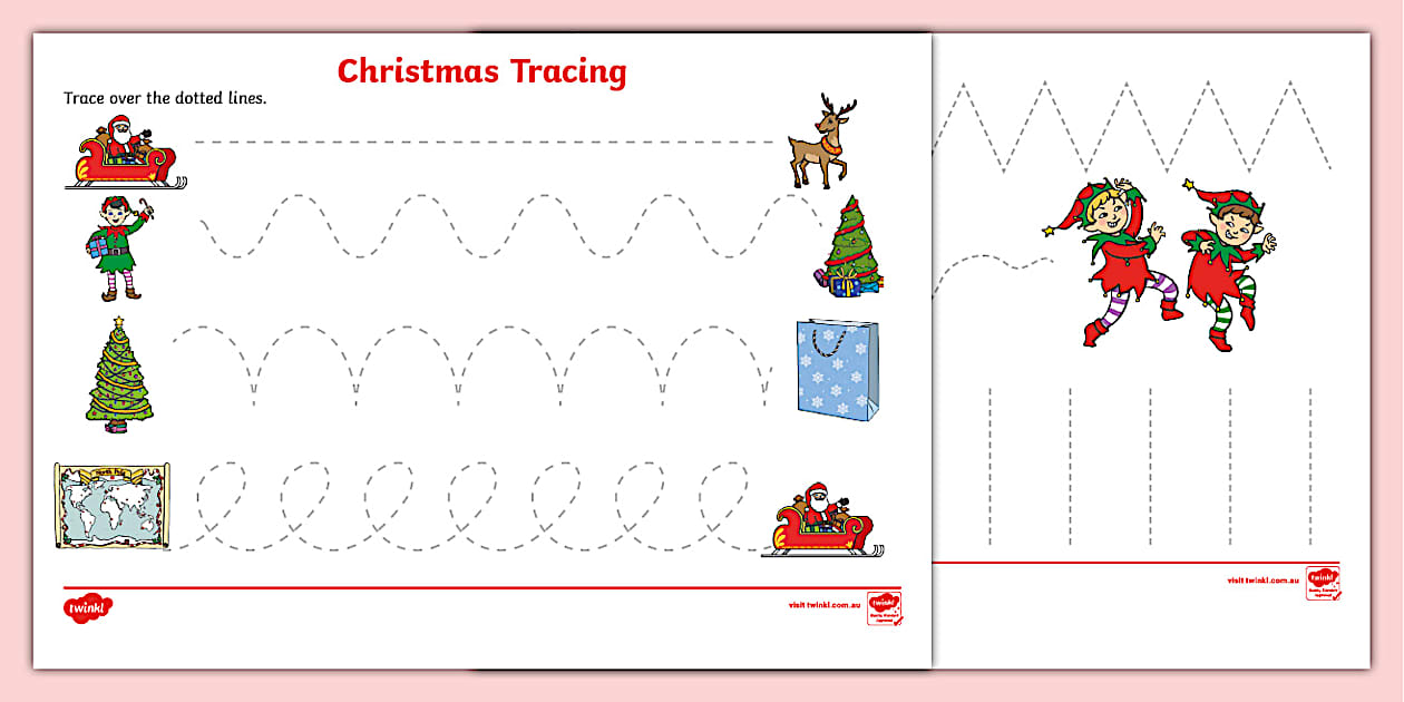 Christmas Tracing Activity Sheets (teacher made) - Twinkl