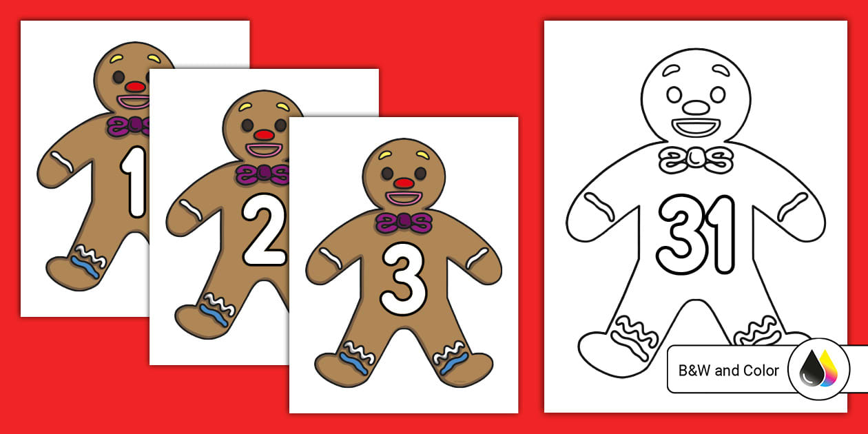 Gingerbread Men Numbers 0-31 (teacher made) - Twinkl