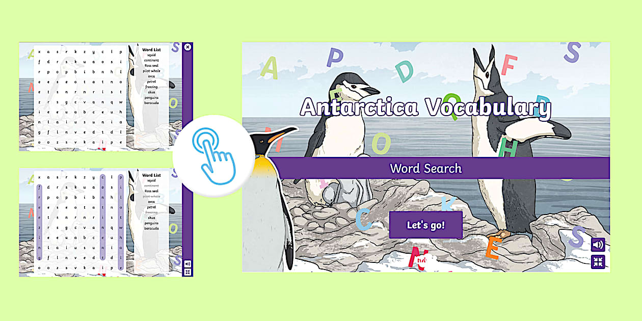 Antarctica Vocabulary Interactive Word Search - Twinkl