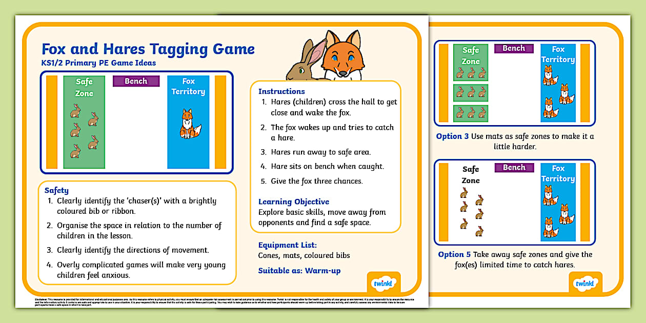 PE Lesson Ideas Fox and Hares Tagging Game - Twinkl