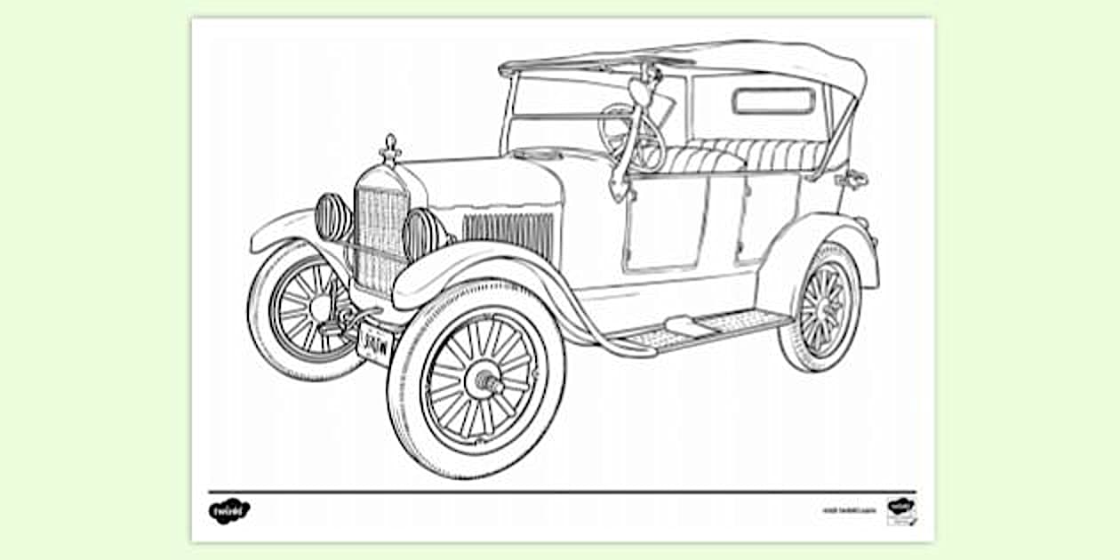 Model T Ford Colouring Sheet | Colouring Sheets - Twinkl
