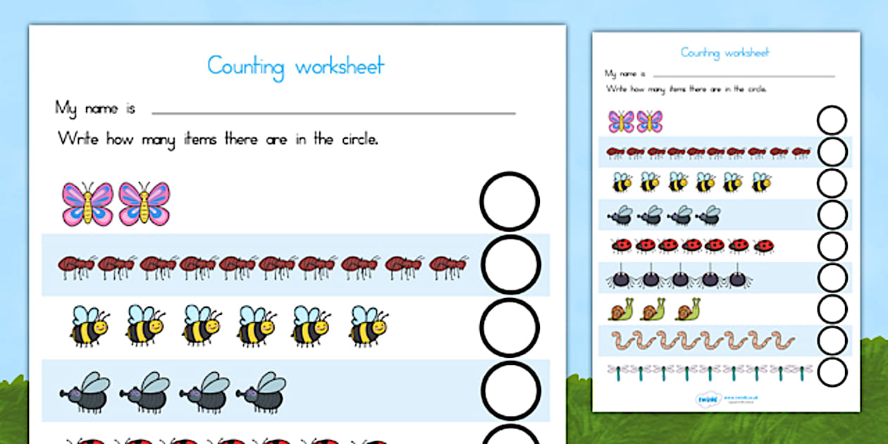 My Counting Worksheets Minibeasts - Twinkl