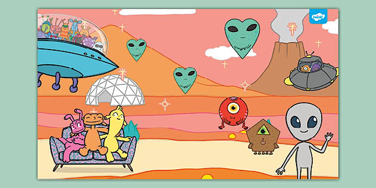 Space Aliens Theme - Virtual Teaching Background - Twinkl
