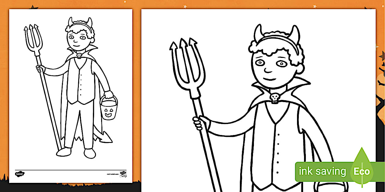 Devil Costume Colouring Page | Resources | Twinkl - Twinkl