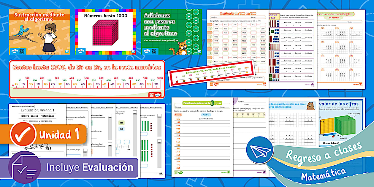 Pack Matemática 3º Números hasta 1000, suma y resta