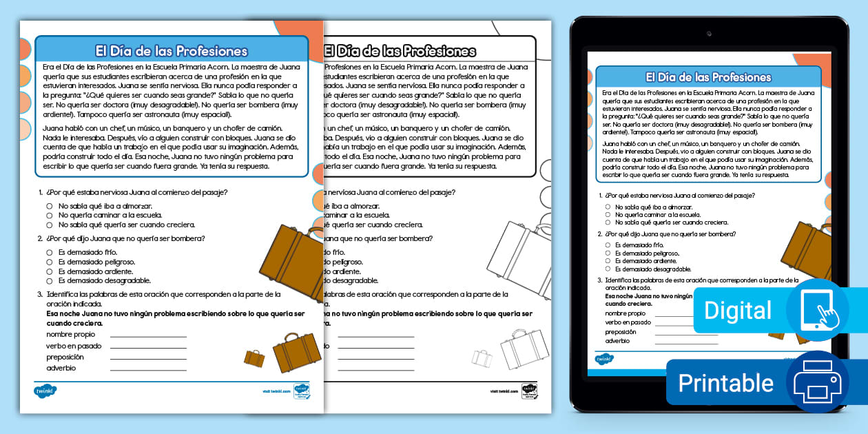 Actividad de comprensión de lectura de ficción para segundo grado: El ...
