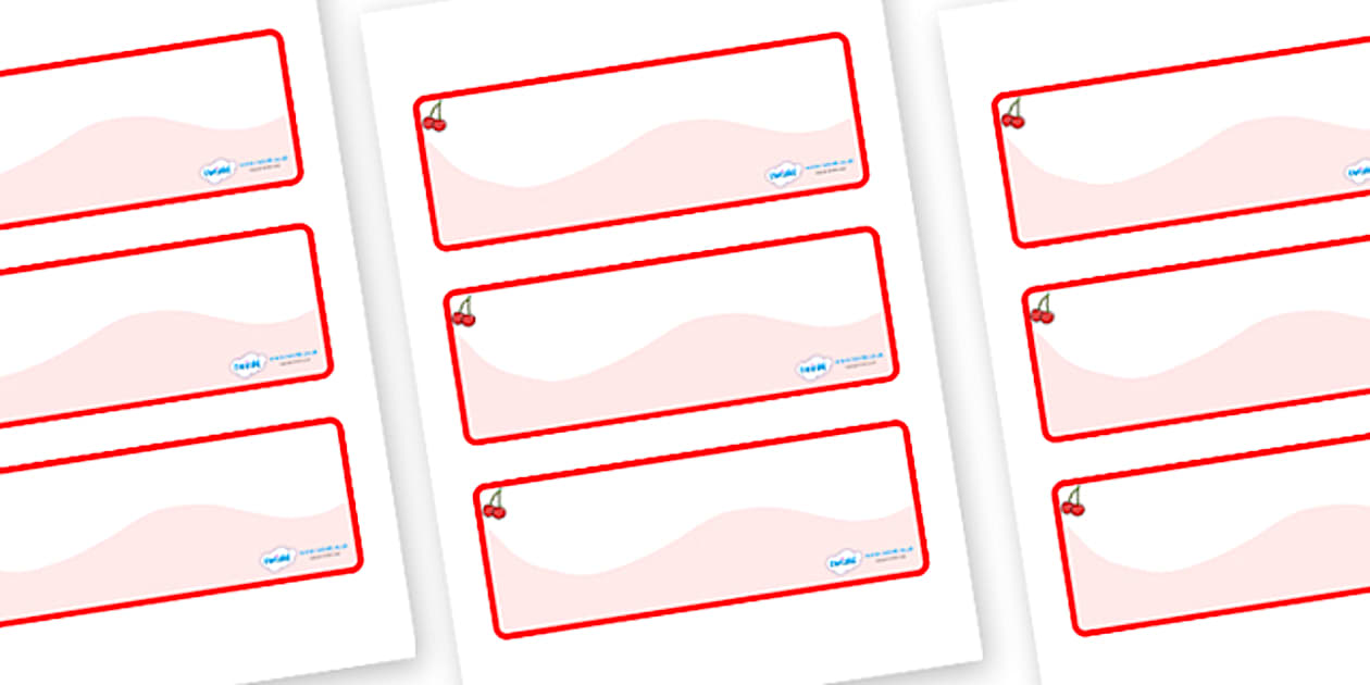 Cherry Themed Editable Drawer-Peg-Name Labels (Colourful)