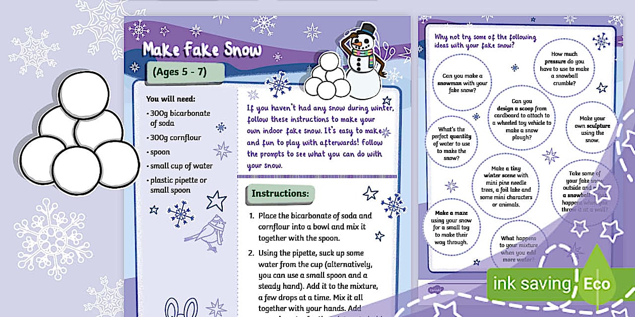 Make Fake Snow (Ages 5 - 7) (teacher made) - Twinkl