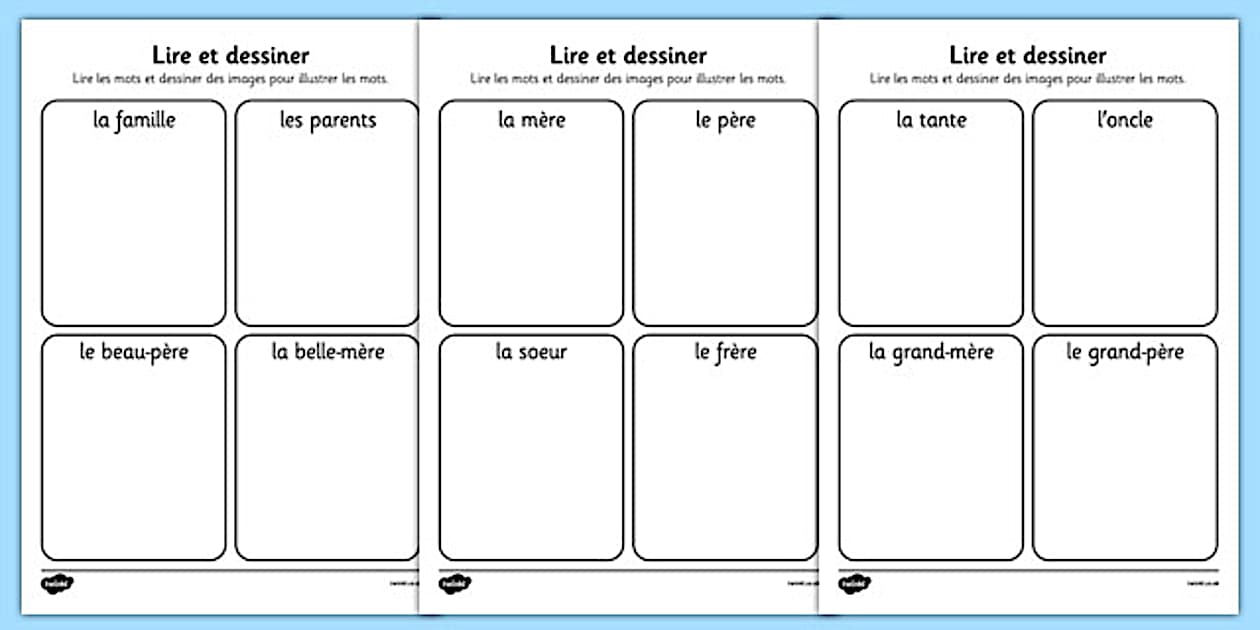 French Family Worksheet | Read and Draw Worksheet French