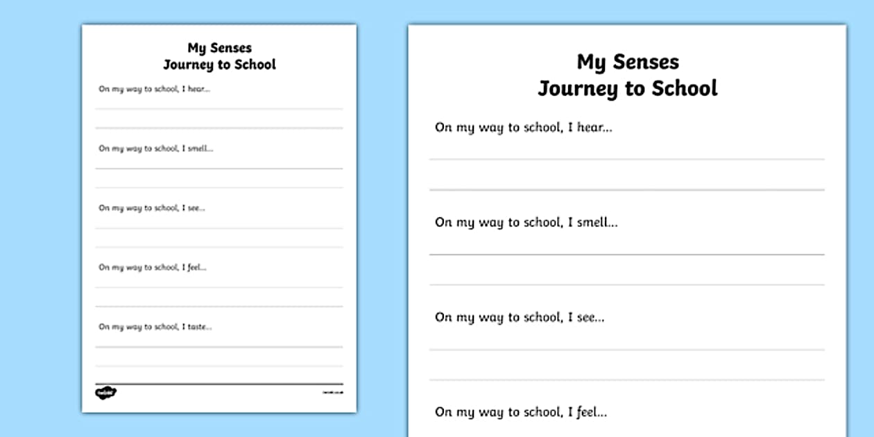 My Senses Journey to School Writing Worksheet / Worksheet, worksheet