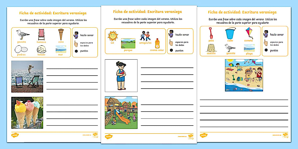 Ficha de actividad: Escritura veraniega - Twinkl