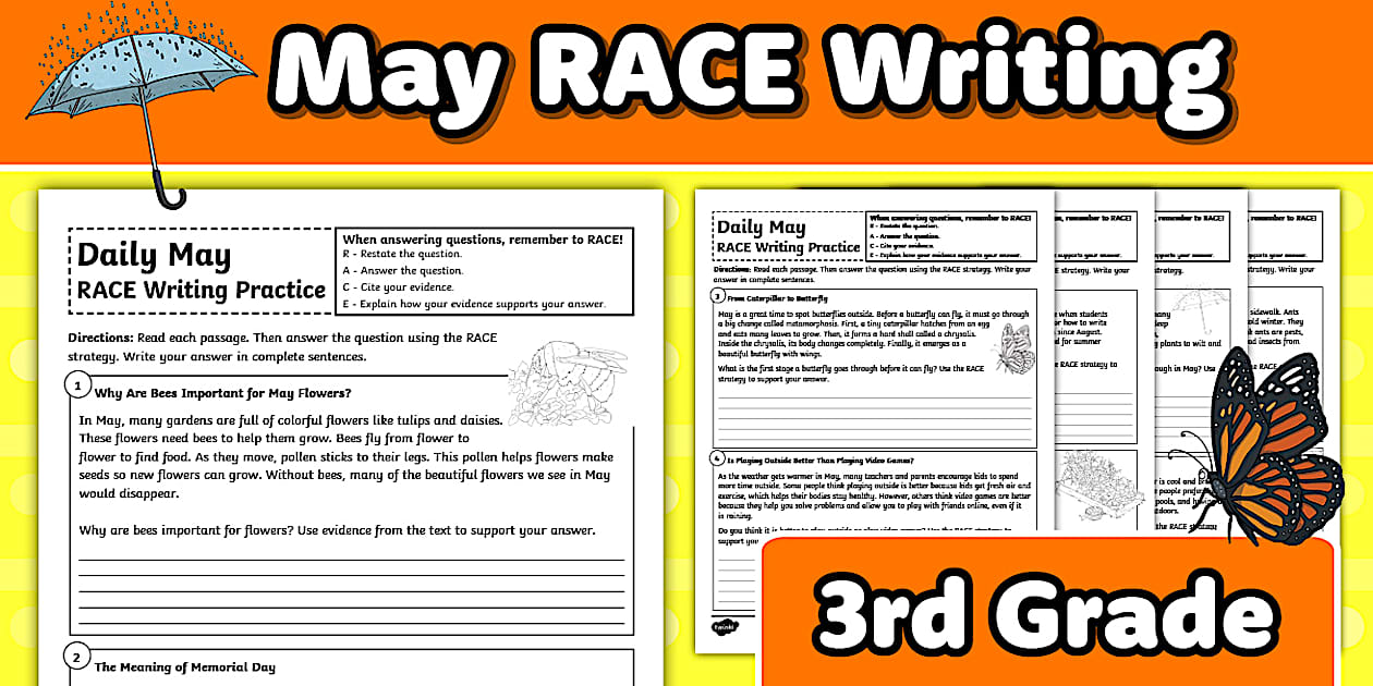 Third Grade May RACE Writing Morning Work