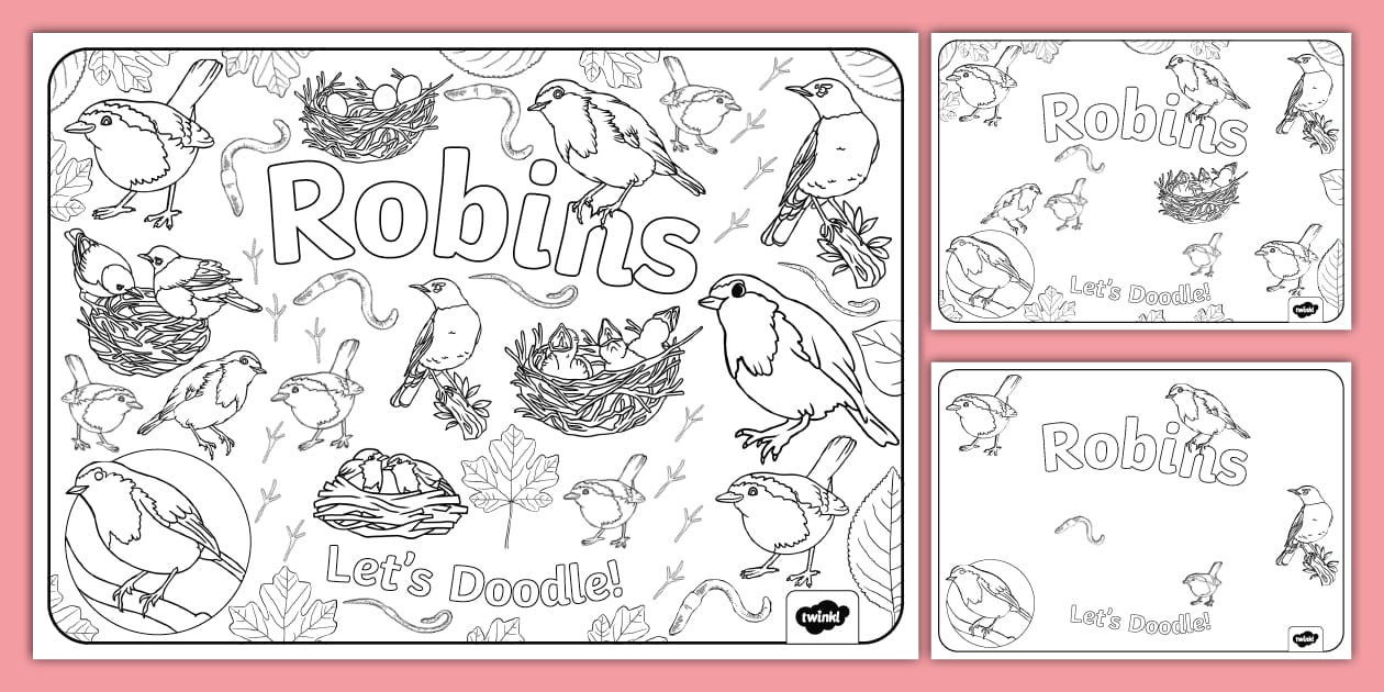 Robins Doodle Colouring Pages - Twinkl - KS1 (Teacher-Made)
