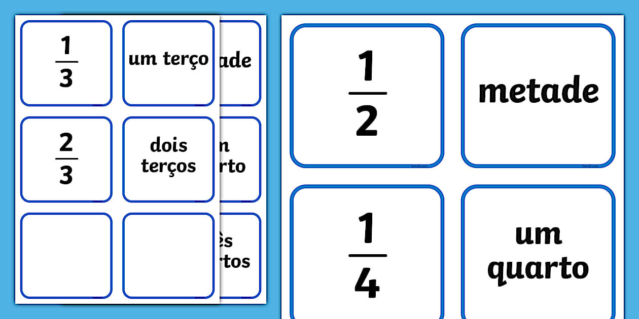 Cartões de Frações - Atividade de Matemática - Twinkl