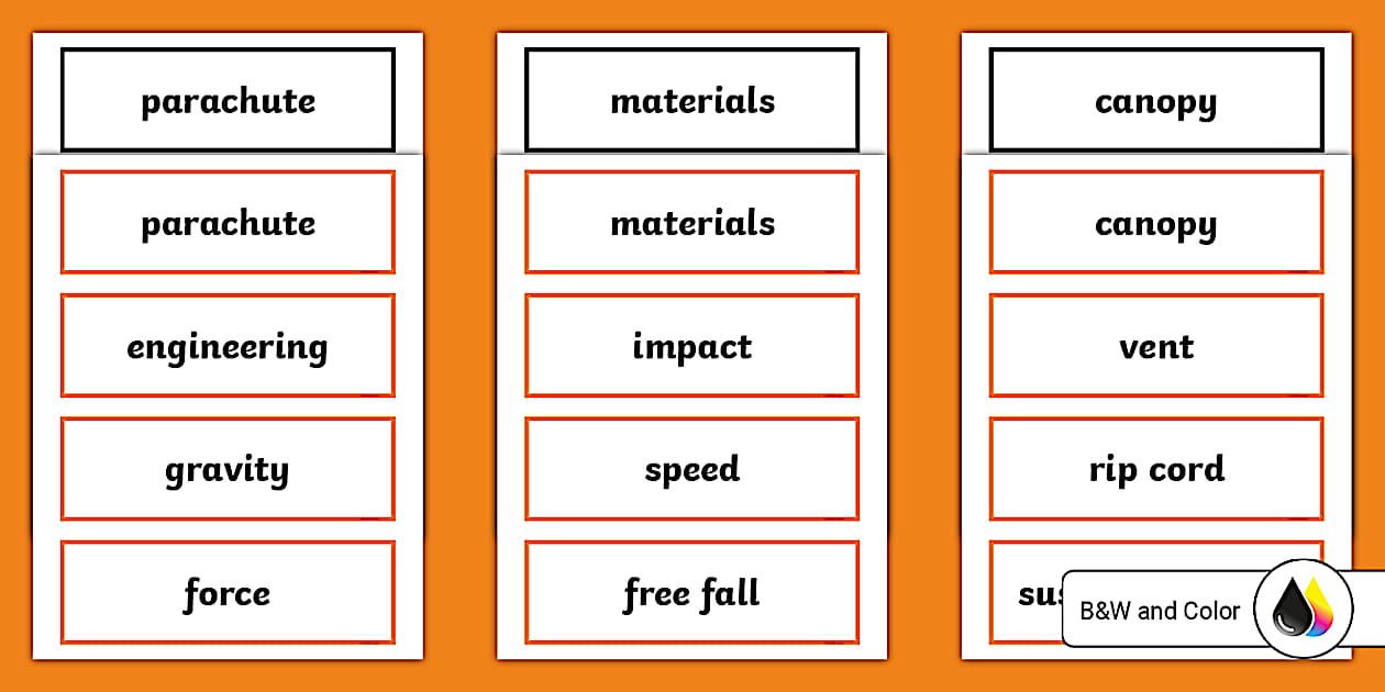 Design a Parachute Word Cards (teacher made) - Twinkl