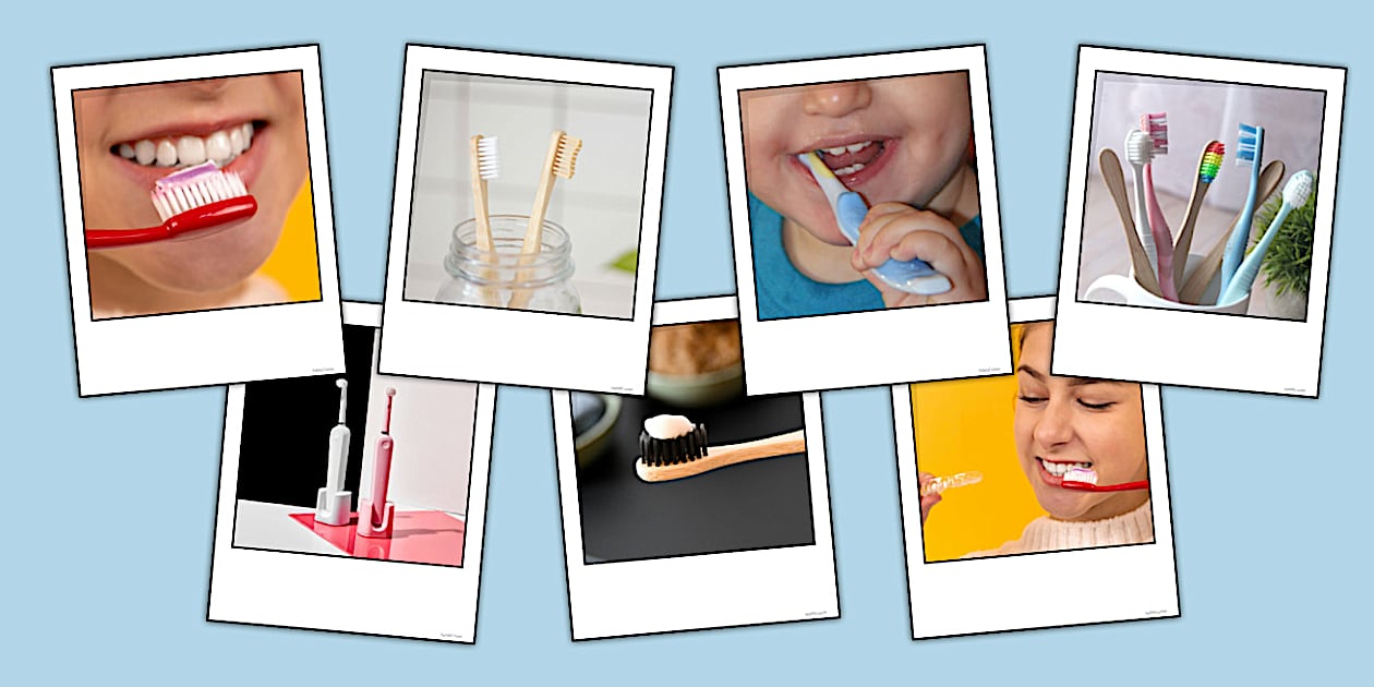 Teeth Brushing Instant Photo Style Display Images - Twinkl