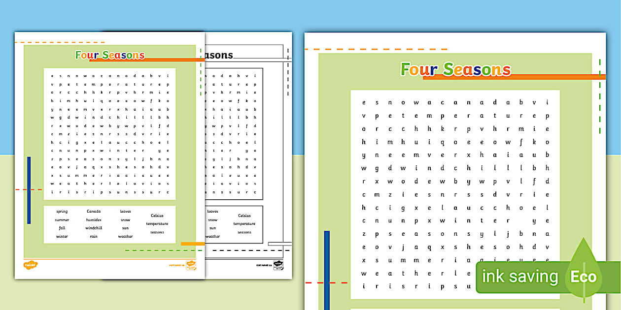 The Four Seasons Across Canada Word Search