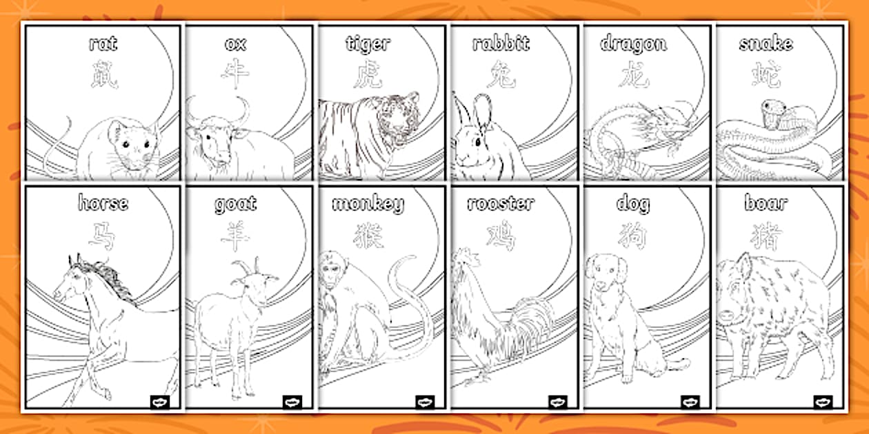 Chinese New Year Zodiac Colouring Pages
