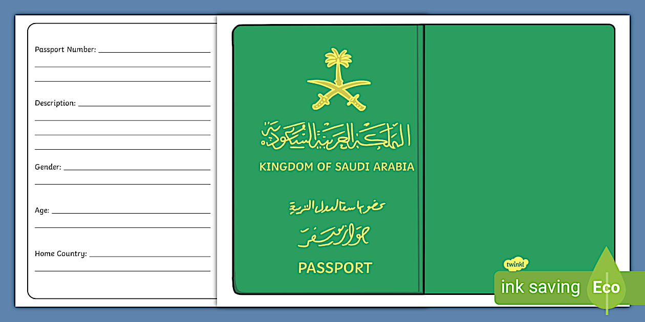 Saudi Arabia Passport Template (Hecho por educadores)