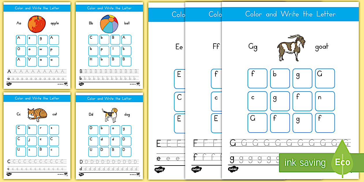 Color and Write the Letter Alphabet Activity Pack for PreK-K