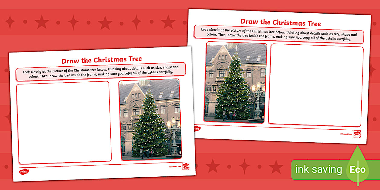 Draw the Christmas Tree Art Activity (teacher made) - Twinkl