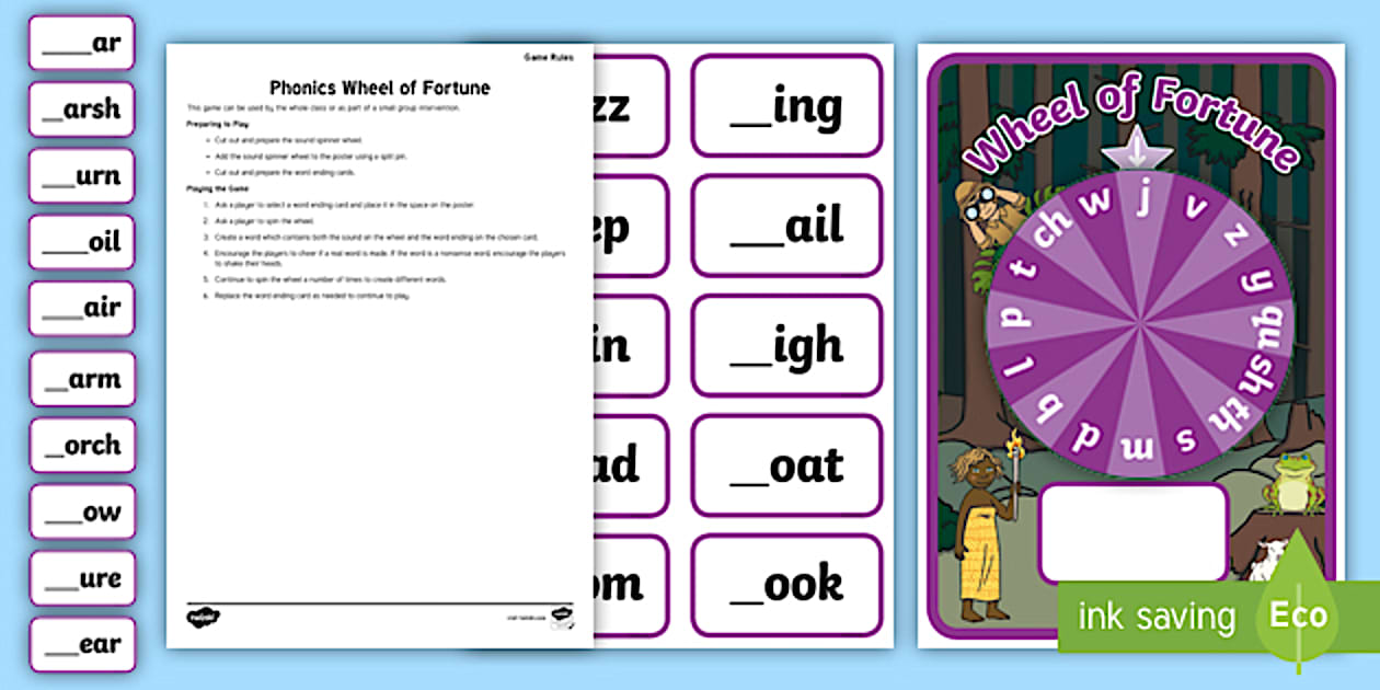 Phase 3 Phonics Wheel of Fortune Spinning Wheel Activity Pack