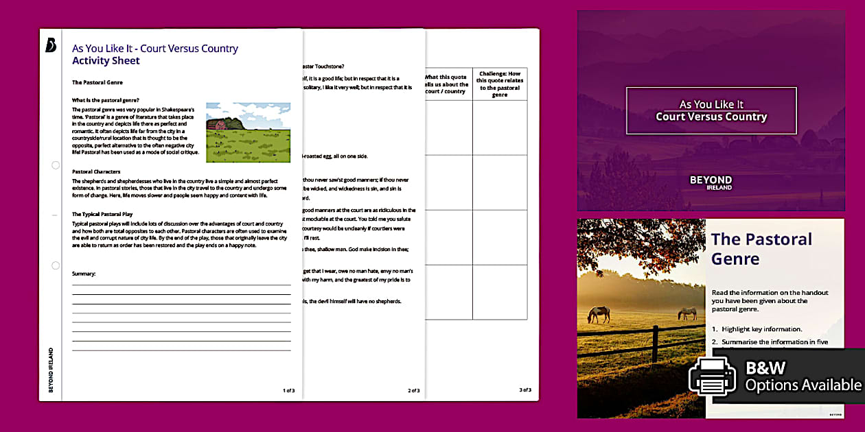 As You Like It - Court Versus Country PowerPoint - Twinkl