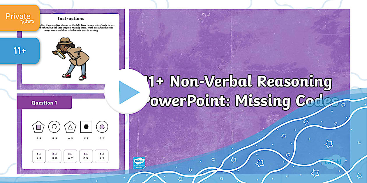 👉 11+ Non-Verbal Reasoning Missing Codes PowerPoint