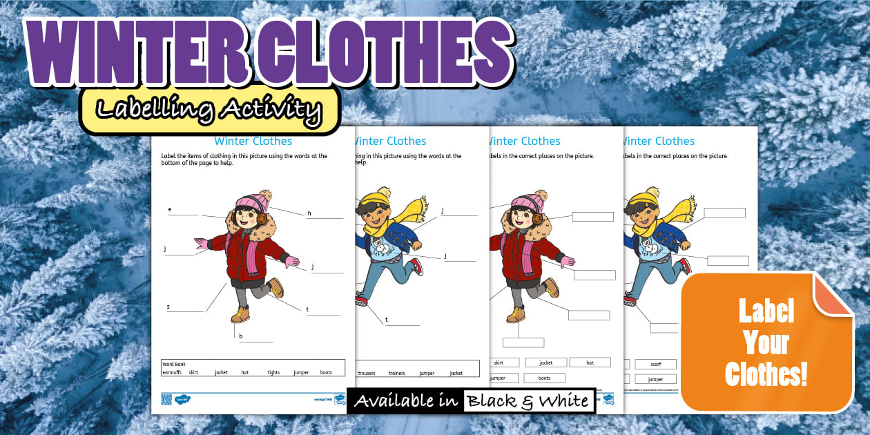 Winter Clothes Labelling Activity