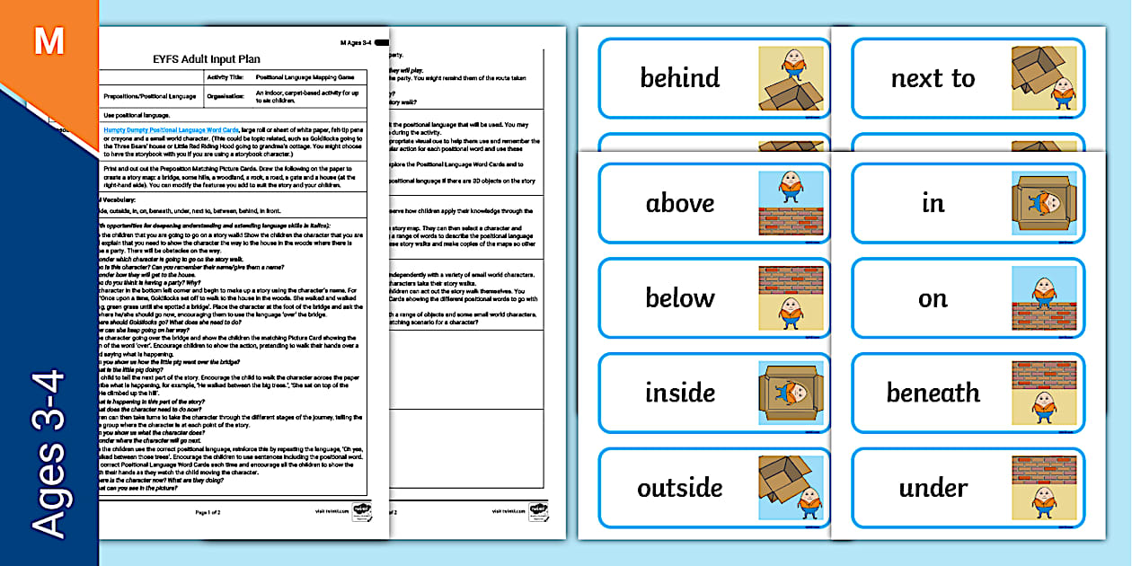 Positional Language Mapping Activity EYFS Adult Input Plan