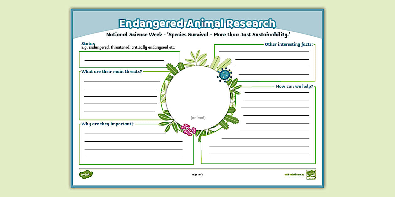 National Science Week - Endangered Animal Research Task