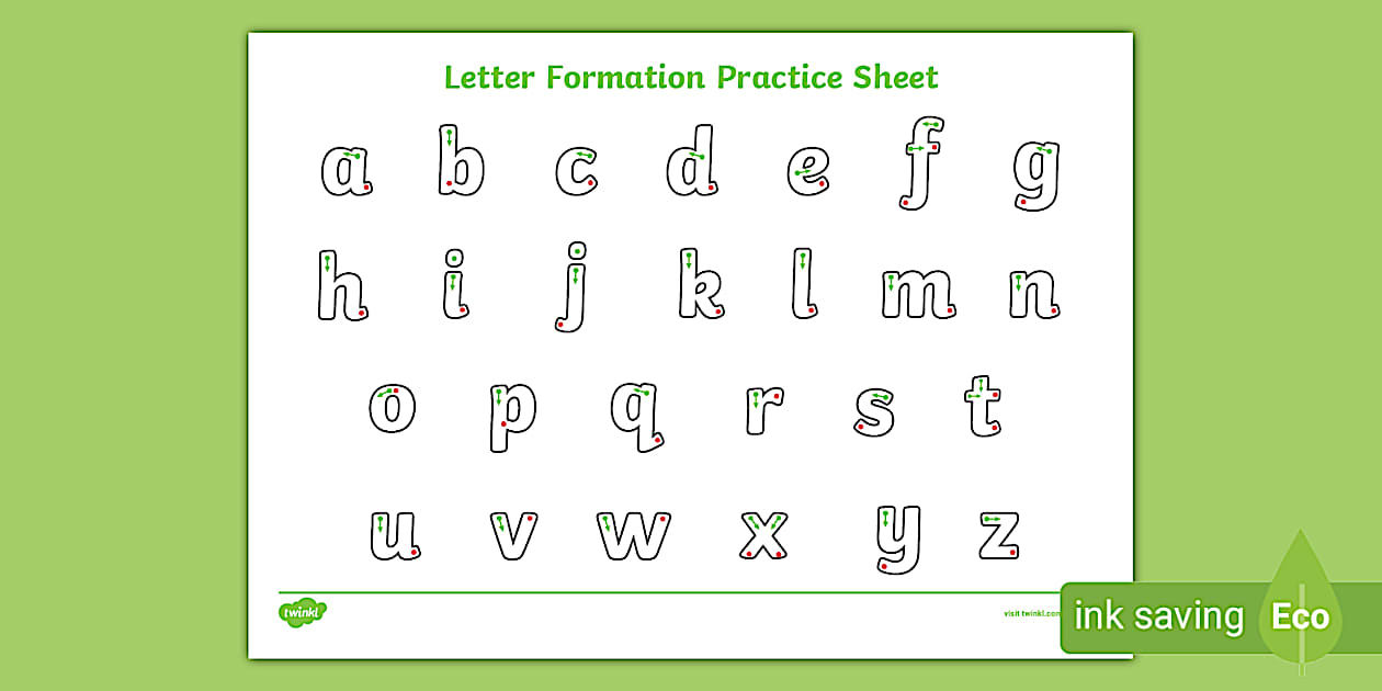 NSW Letter Formation Alphabet Handwriting Practice Sheet
