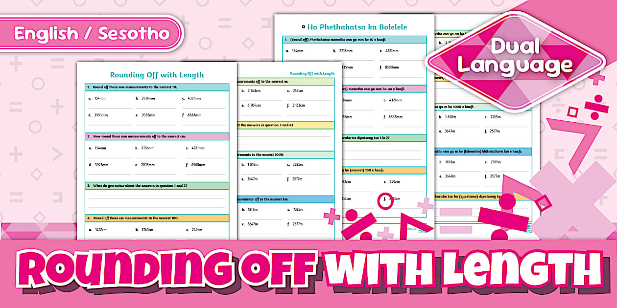 Grade 4 Maths - Term 3 - Rounding Off with Length - Sesotho