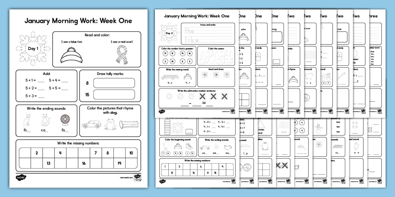 January Morning Work Kindergarten Resource Pack | Twinkl USA