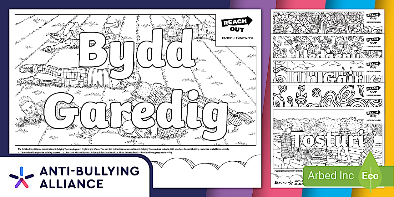 Lliwio Ymwybyddiaeth Ofalgar Gwrth Fwlio (teacher made)