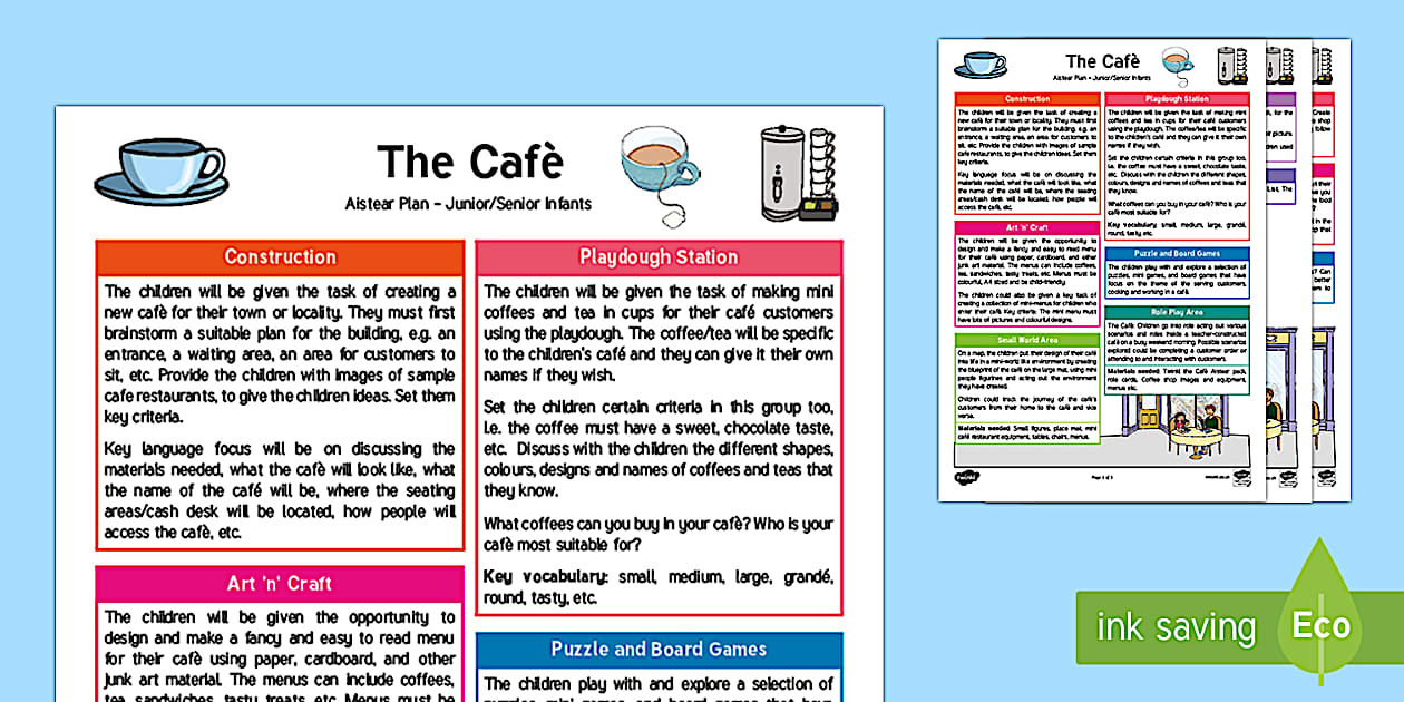 The Cafe/Coffee Shop Aistear Planning Template - Twinkl