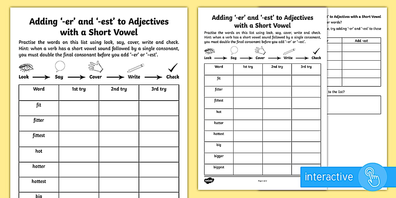 '-er', '-est' to Adjectives with Short Vowel Ages 6 - 7