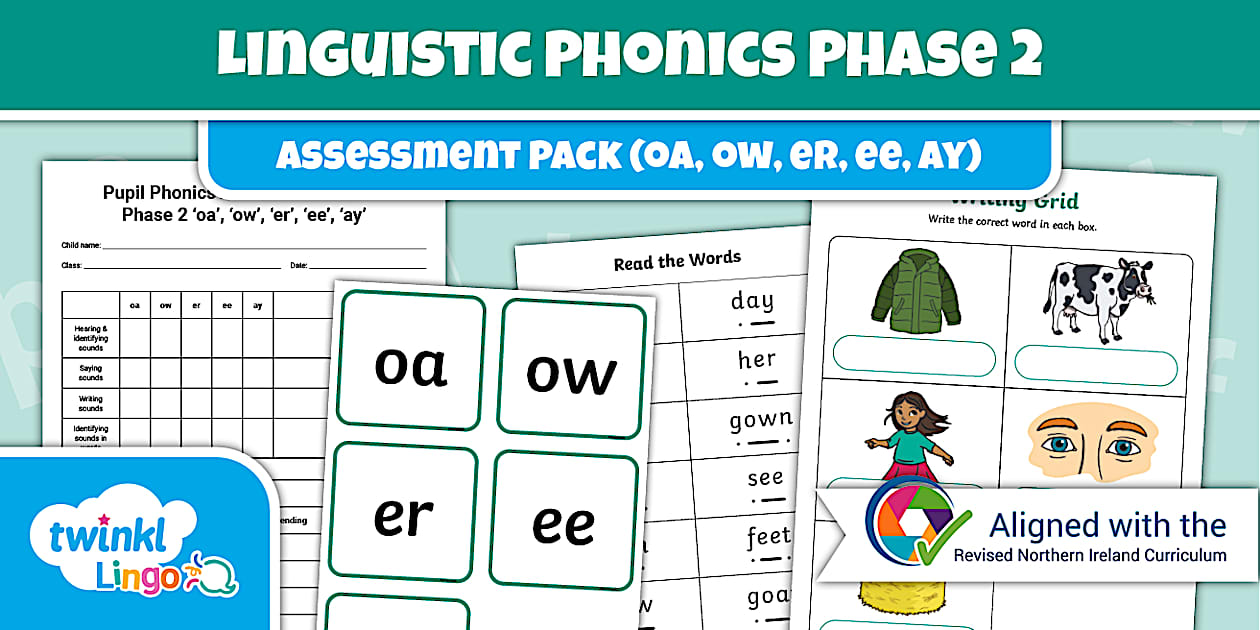 Linguistic Phonics Phase 2 Assessment Pack (oa, ow, er, ee, ay)